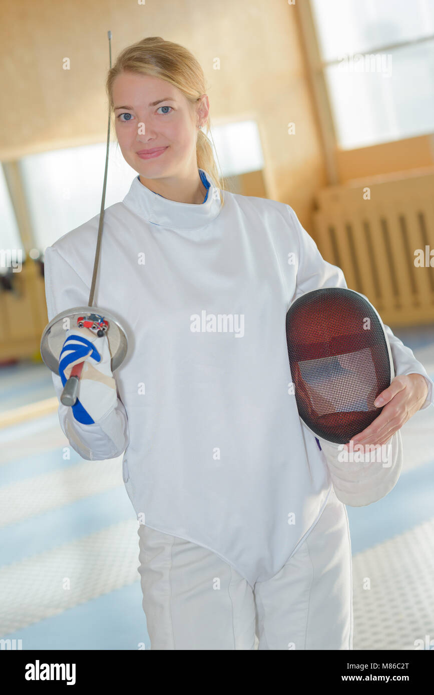 Portrait of female fencer Stock Photo - Alamy