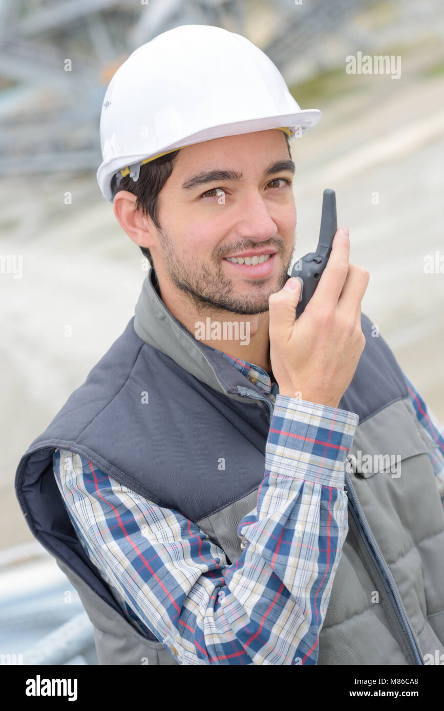 worker posing in the site Stock Photo - Alamy