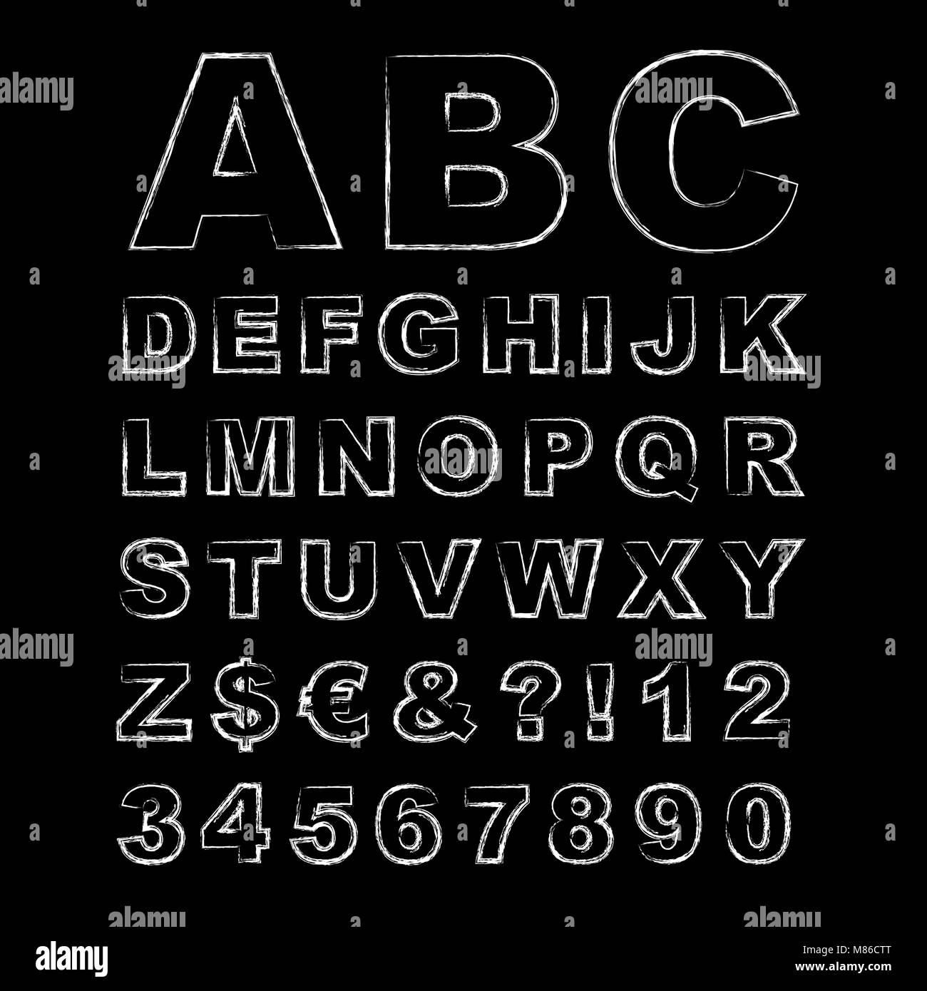 Letters Written in Chalk, Hand Drawn Chalk Alphabet Stock Vector Image ...