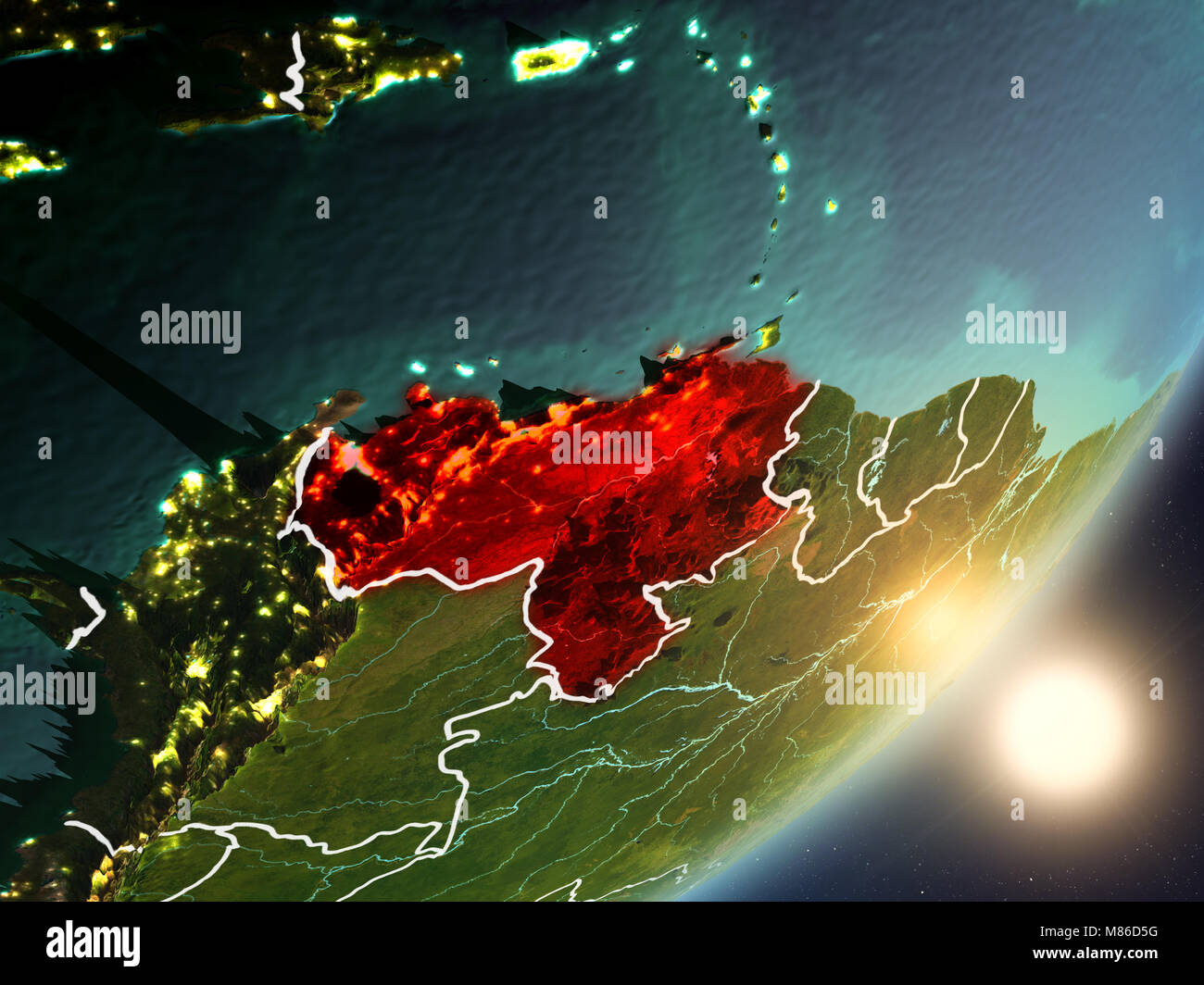 Venezuela from space with highly detailed surface textures and visible ...