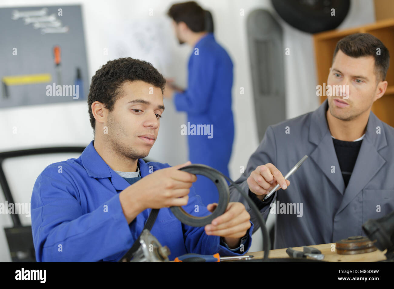 young apprentice checking stock Stock Photo - Alamy