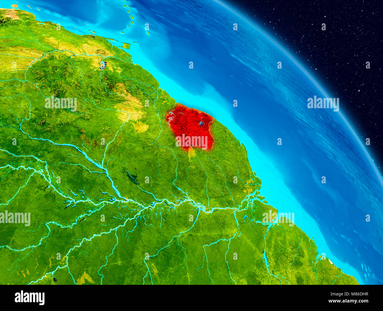 Satellite view suriname country hi-res stock photography and images - Alamy