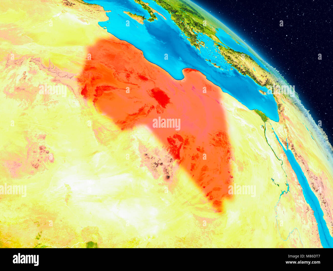 Highlighted satellite image of libya hi-res stock photography and ...