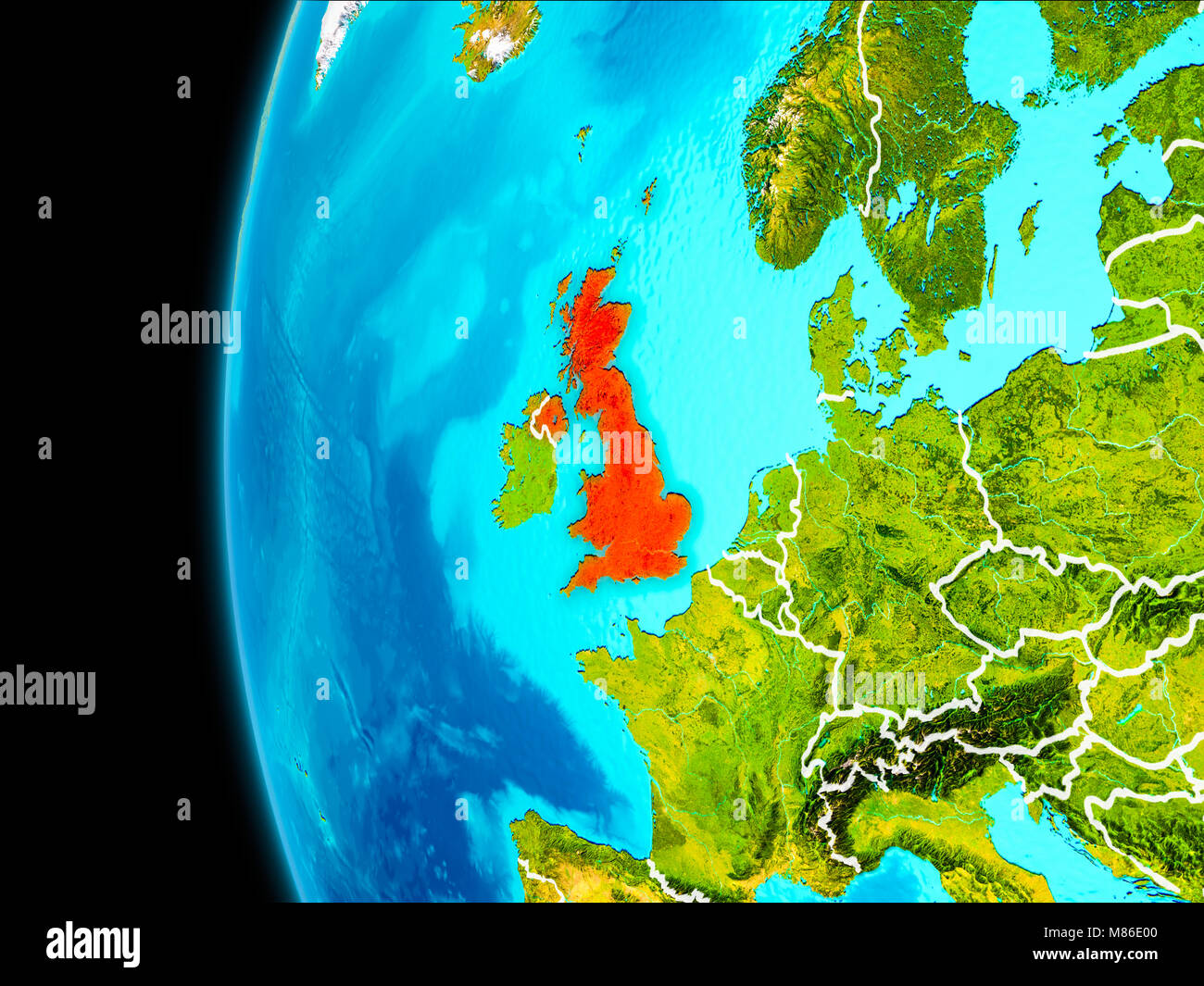 United Kingdom as seen from Earth’s orbit on planet Earth highlighted ...