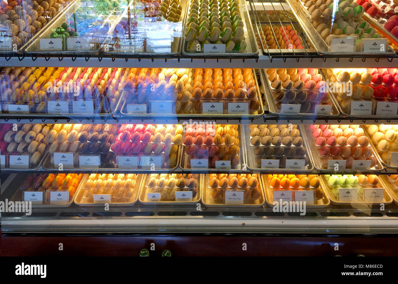 French macaroons in display case in US bakery, 2017 Stock Photo - Alamy