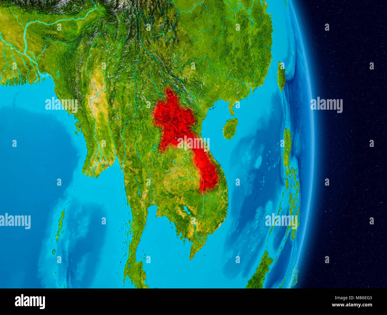 Laos satellite image hi-res stock photography and images - Alamy