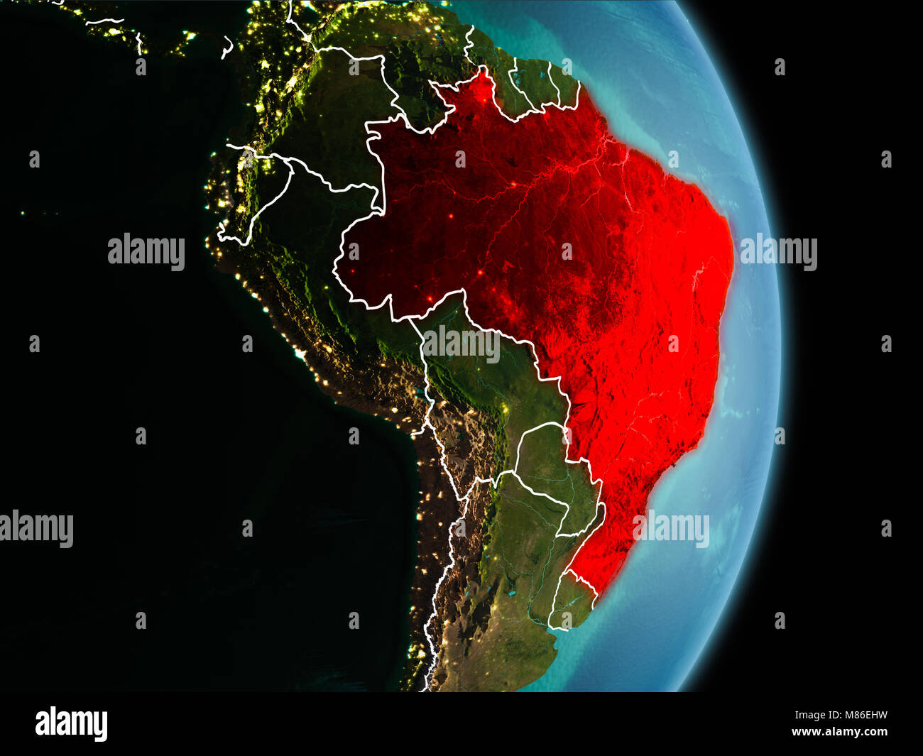 Satellite image brazil highlighted hi-res stock photography and images ...