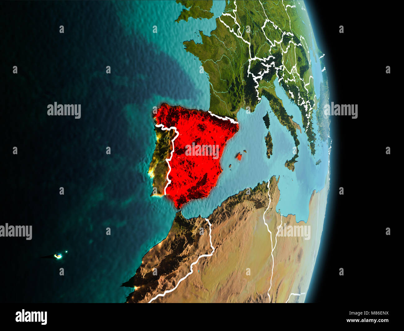 Highlighted satellite image spain hi-res stock photography and images ...