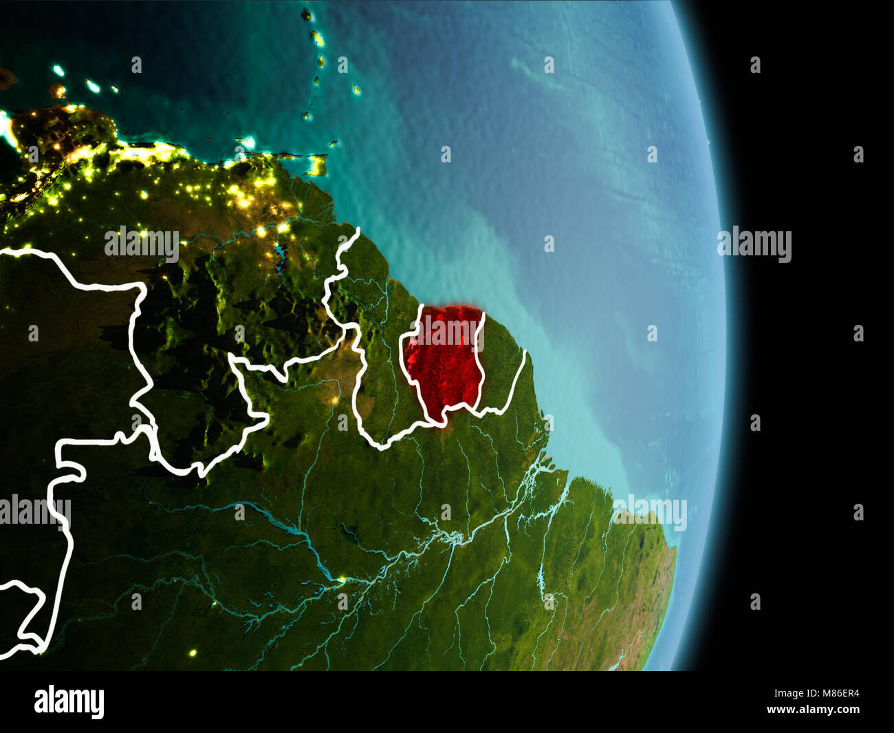 Satellite view suriname country hi-res stock photography and images - Alamy