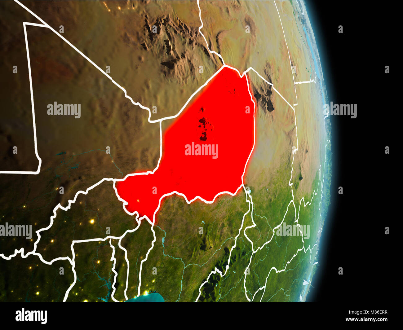 Highlighted satellite image of niger hi-res stock photography and ...