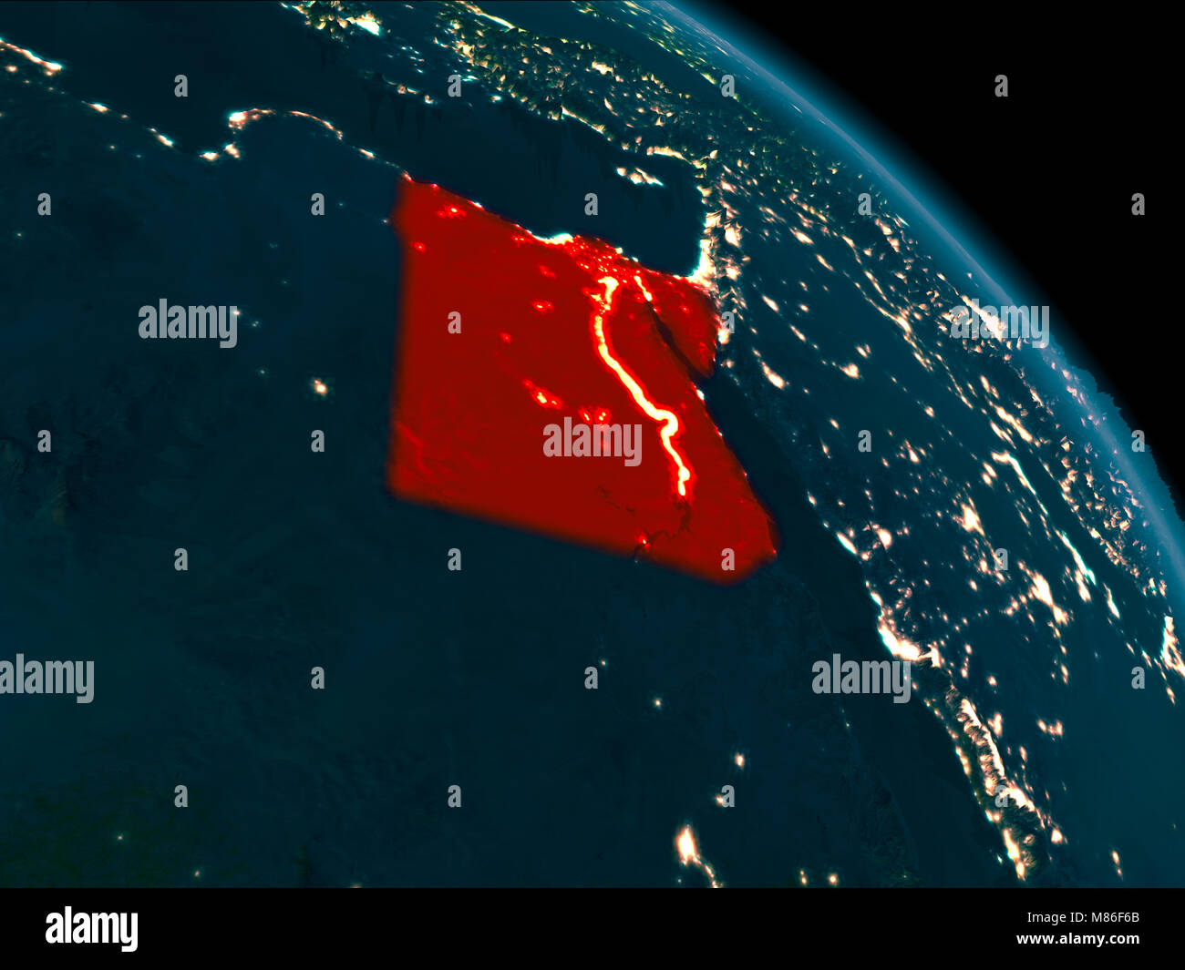 Highlighted satellite image of egypt hi-res stock photography and ...