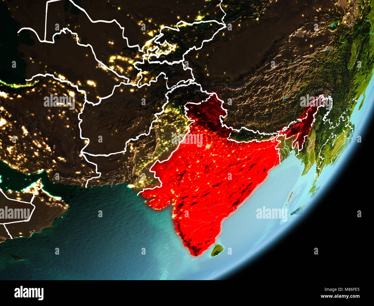 India highlighted on world map High Resolution Stock Photography and ...