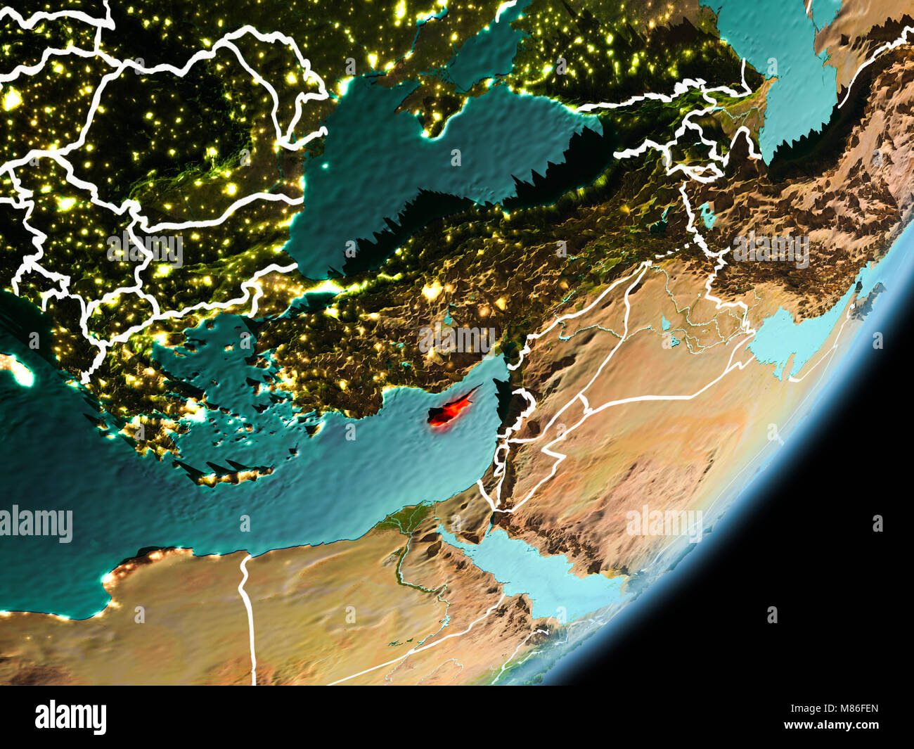 Highlighted satellite image of cyprus hi-res stock photography and ...