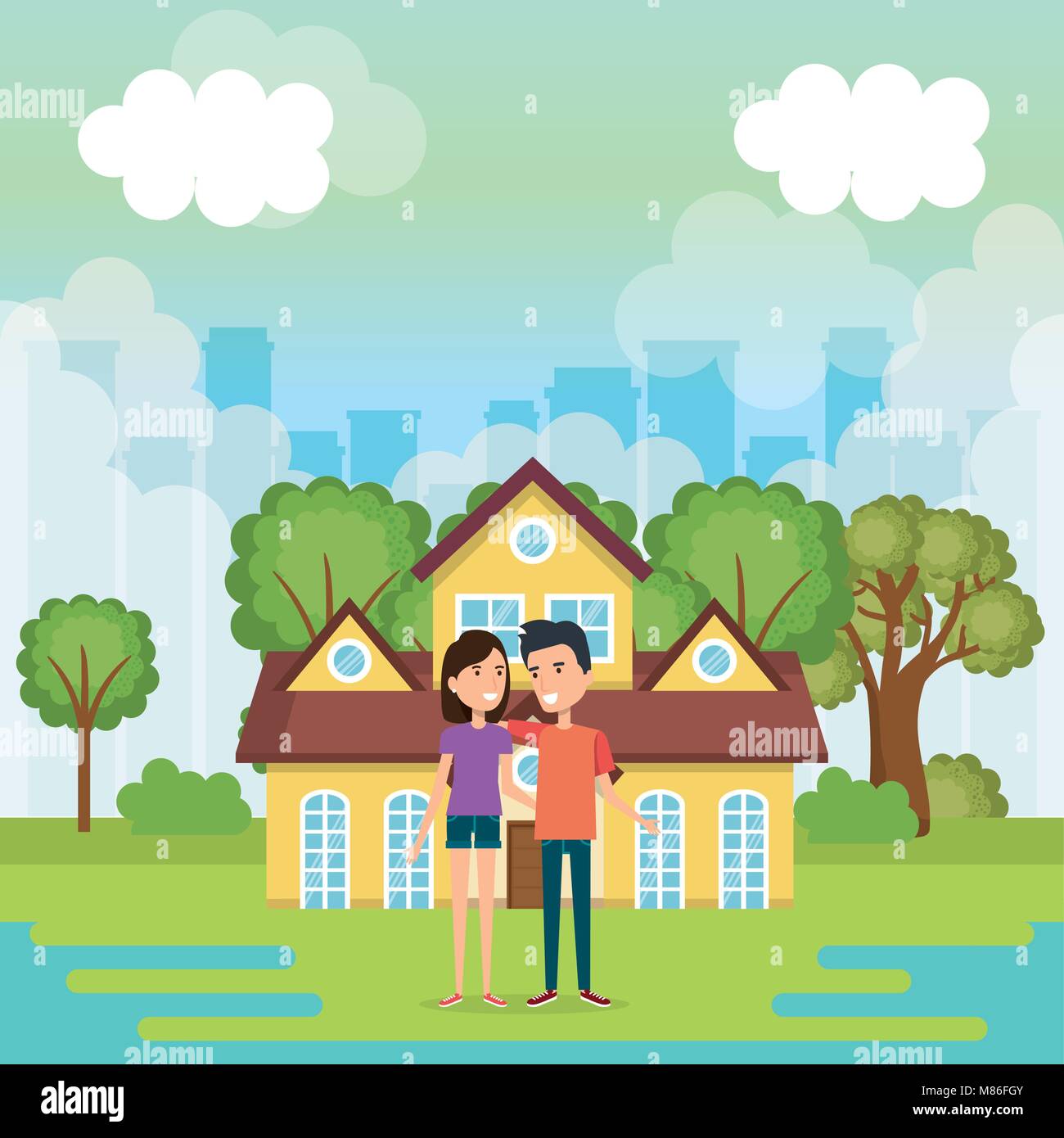 Husband away from family Stock Vector Images - Alamy