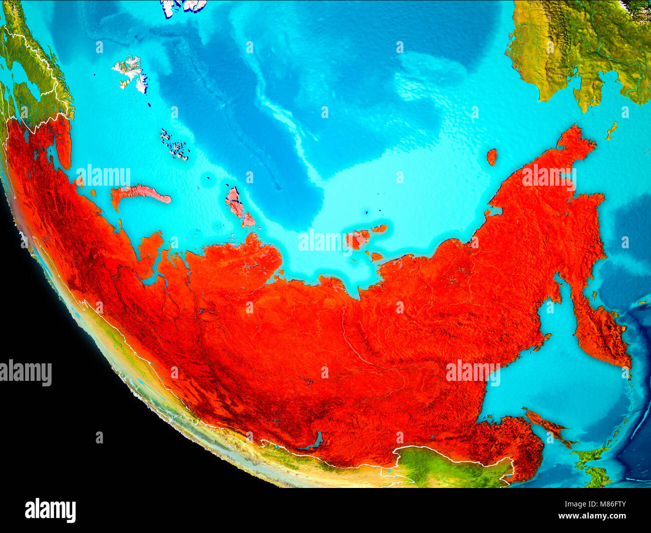 Highlighted satellite image of russian hi-res stock photography and ...