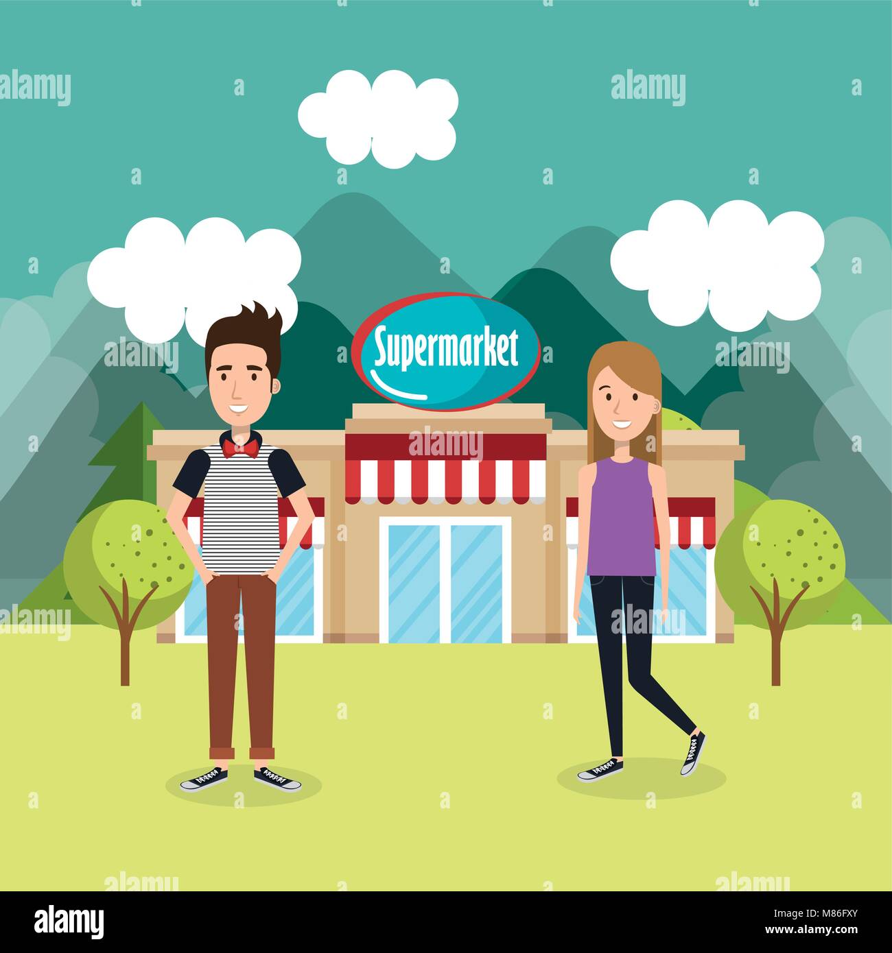 Cartoon Supermarket Outside