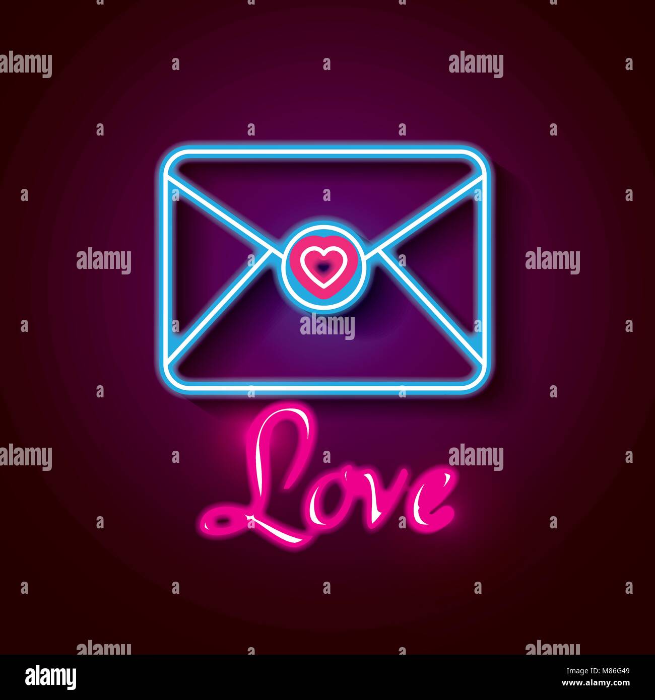 love poster with neon lights vector illustration design Stock Vector ...