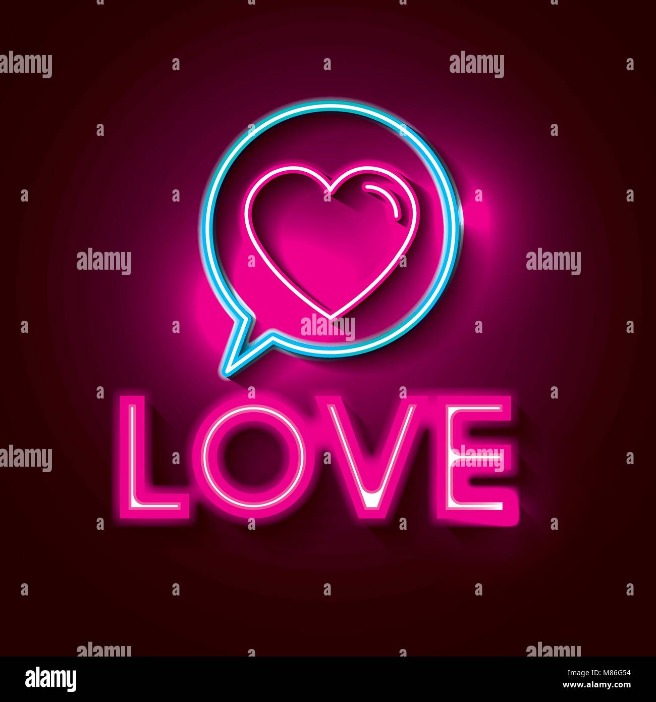 love poster with neon lights vector illustration design Stock Vector ...