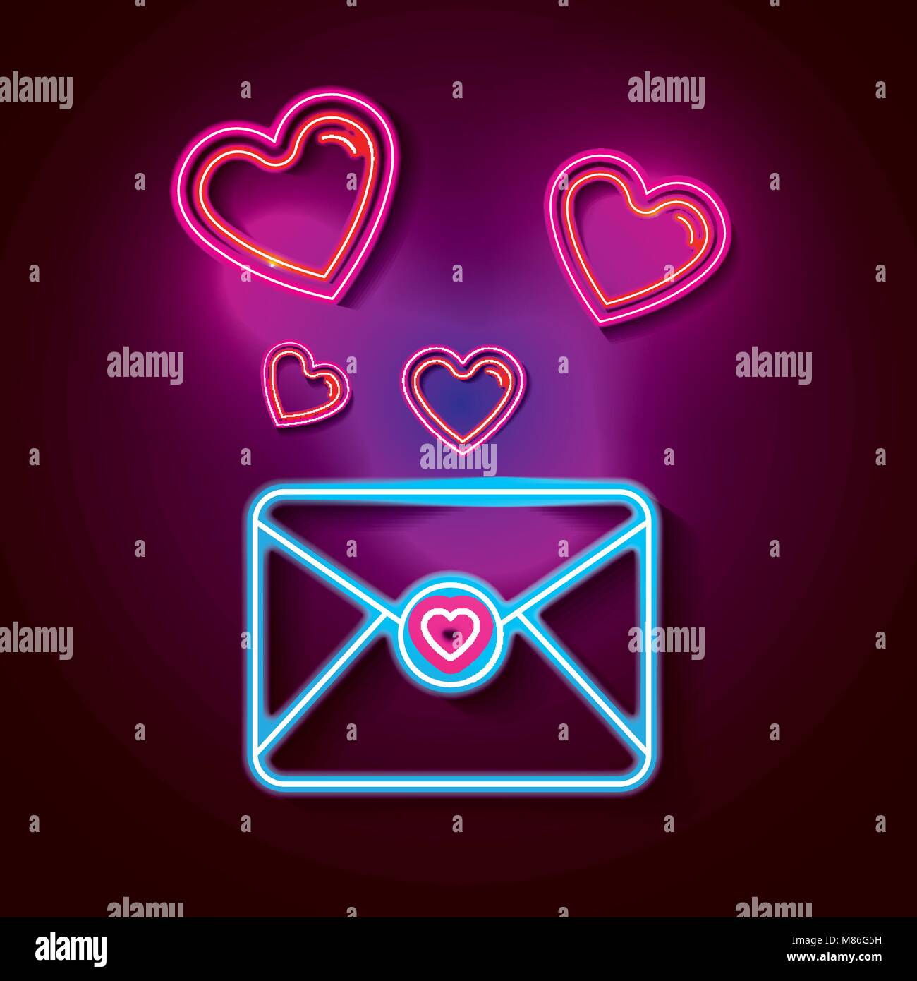 love poster with neon lights vector illustration design Stock Vector ...