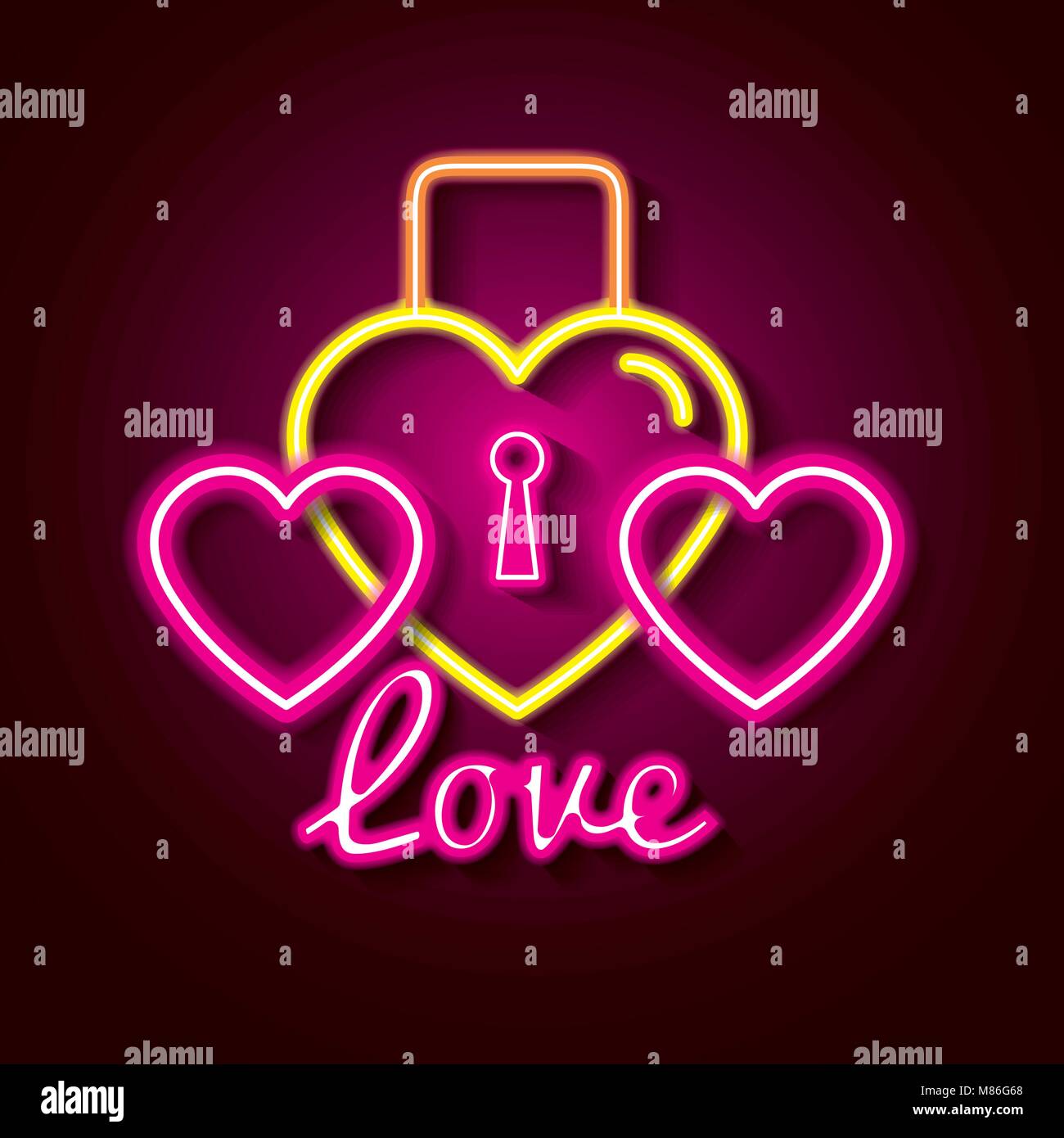 love poster with neon lights vector illustration design Stock Vector ...
