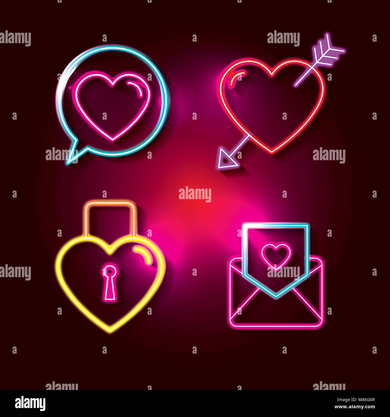love poster with neon lights vector illustration design Stock Vector ...