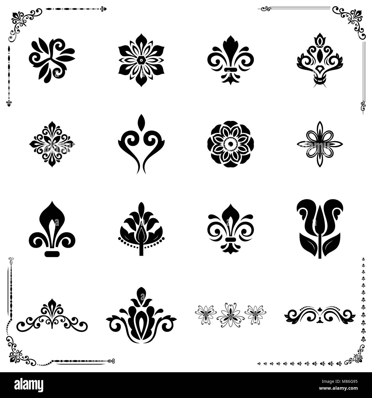 Vintage Set of Vector Round Elements Stock Vector Image & Art - Alamy