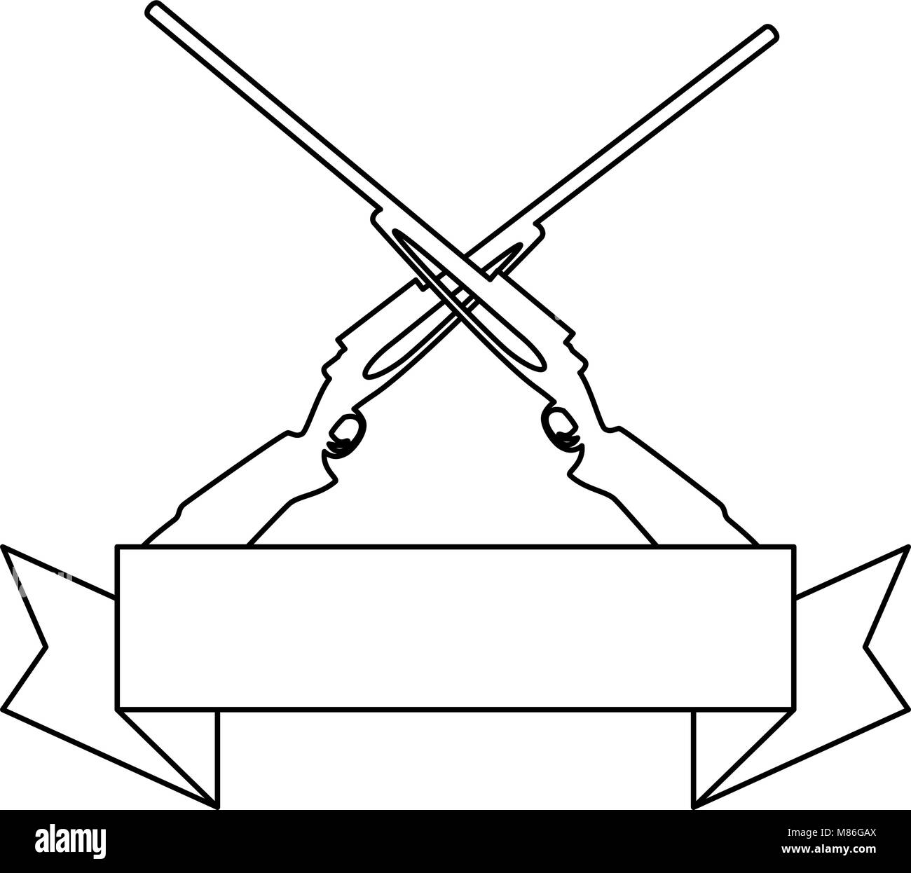 rifles crossed isolated icon vector illustration design Stock Vector ...