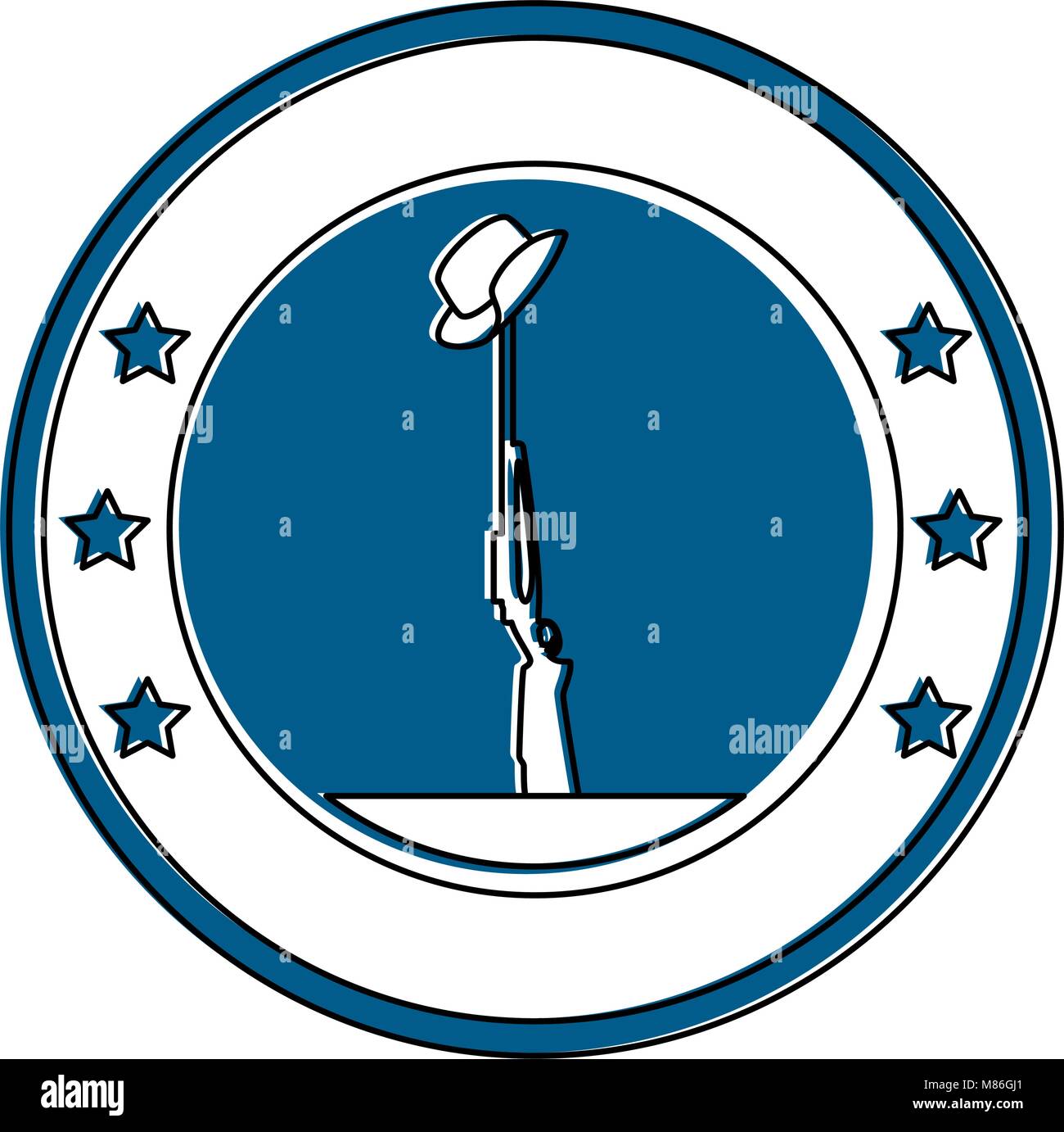 rifle and helmet emblem vector illustration design Stock Vector Image ...