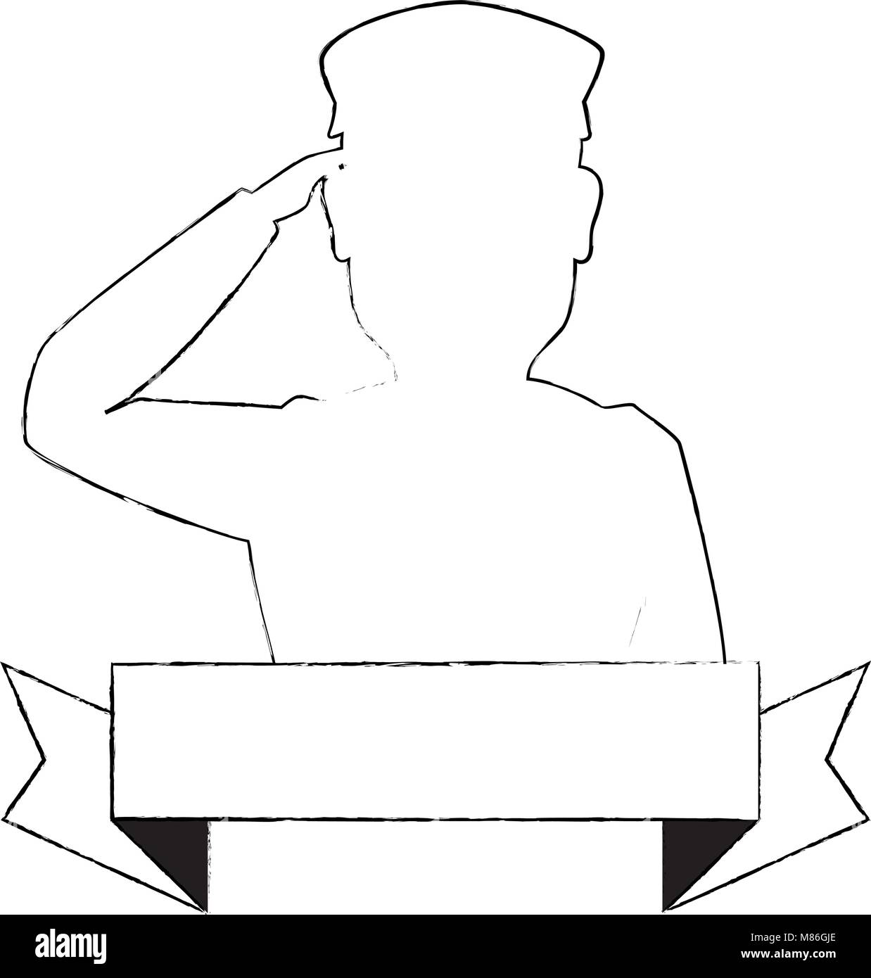 silhouette of soldier saluting with wreath flowers vector illustration ...