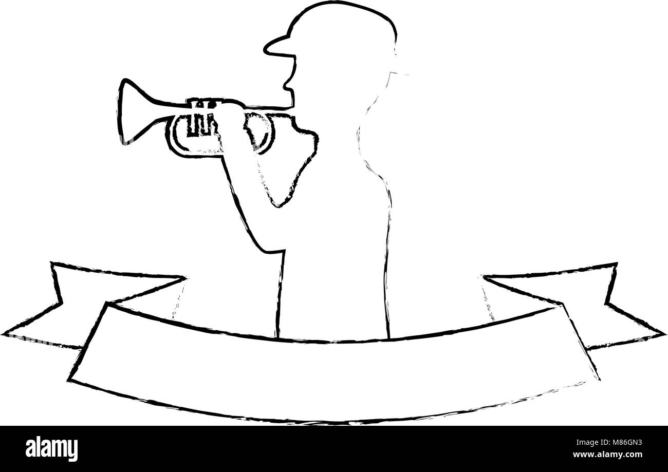 silhouette of soldier playing trumpet vector illustration design Stock ...