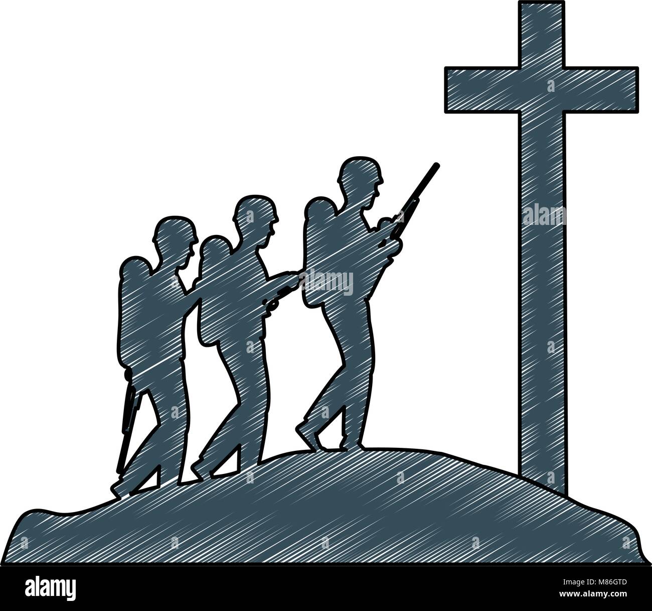 soldiers trops silhouette with cross Stock Vector Image & Art - Alamy