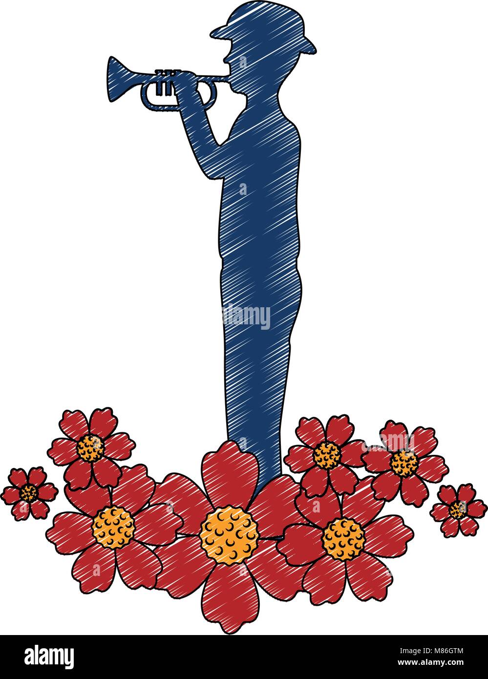 silhouette of soldier playing trumpet Stock Vector Image & Art - Alamy
