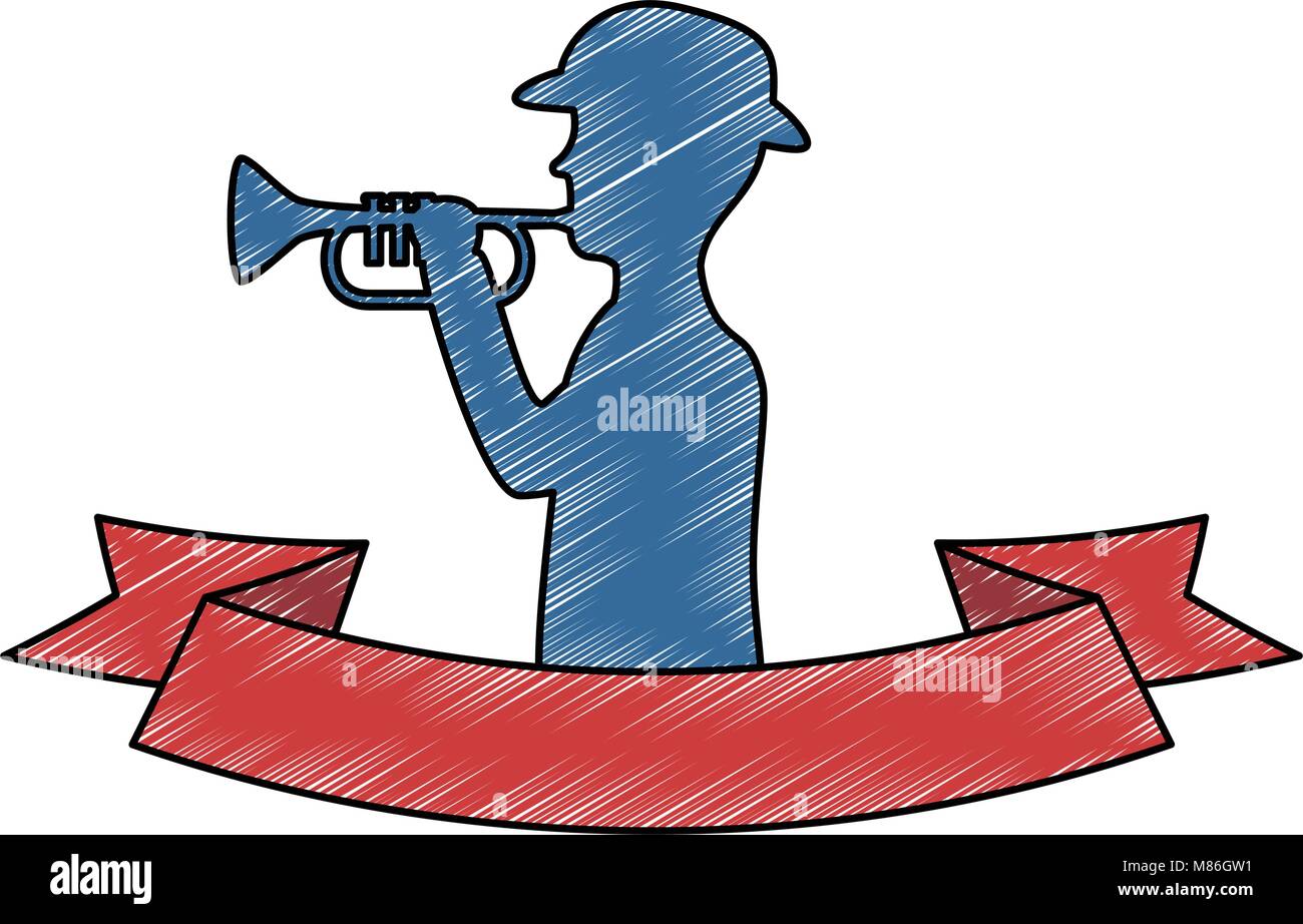silhouette of soldier playing trumpet Stock Vector Image & Art - Alamy