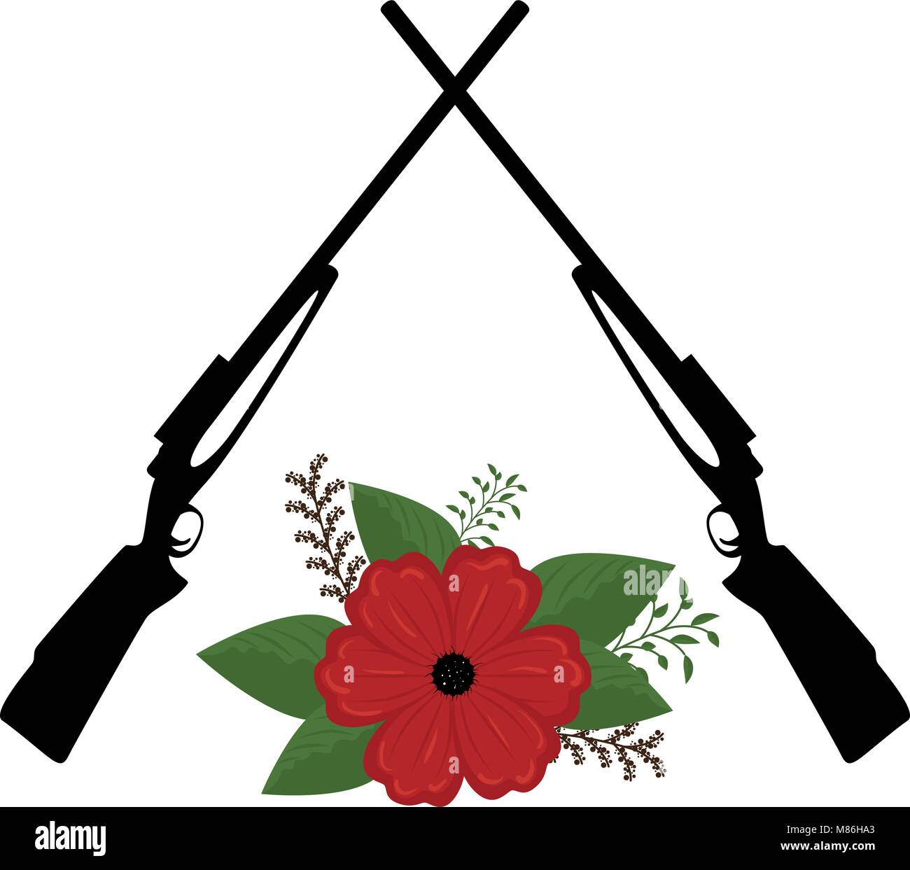 rifles crossed with flowers Stock Vector Image & Art - Alamy