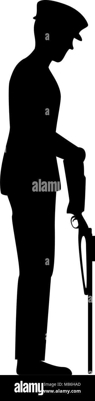 silhouette of soldier with rifle presenting respect Stock Vector Image ...