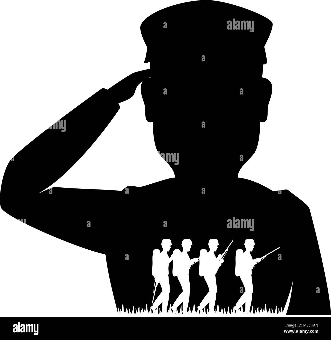 silhouette of soldier saluting Stock Vector Image & Art - Alamy