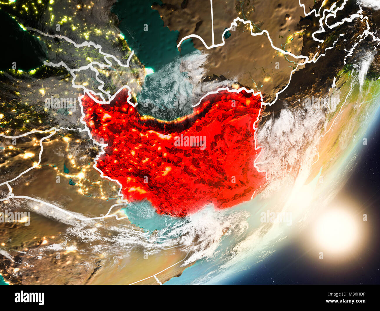 Iran from space with highly detailed surface textures and visible ...
