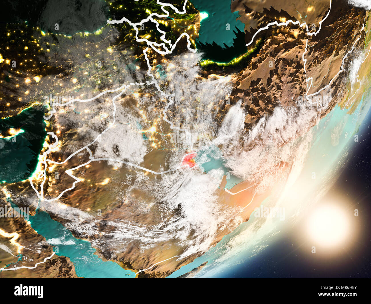 Kuwait from space with highly detailed surface textures and visible ...