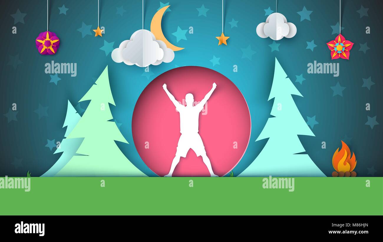 Free man illustration. Cartoon paper landscape Stock Vector Image & Art ...