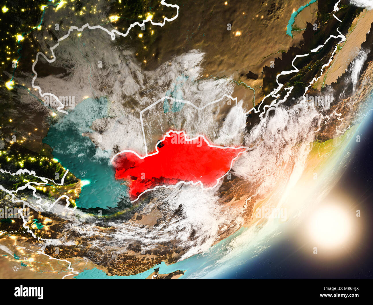 Turkmenistan from space with highly detailed surface textures and ...
