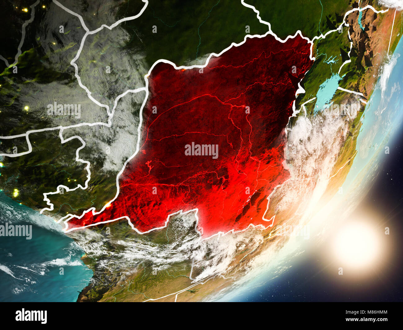 Democratic Republic of Congo from space with highly detailed surface ...