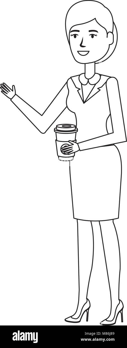 beautiful businesswoman with coffee avatar character Stock Vector Image ...