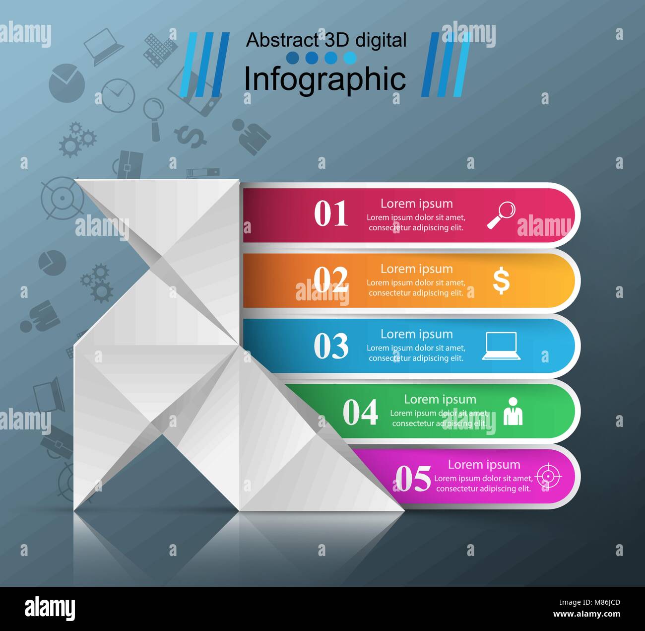 Five items - origami style infographic Stock Vector Image & Art - Alamy
