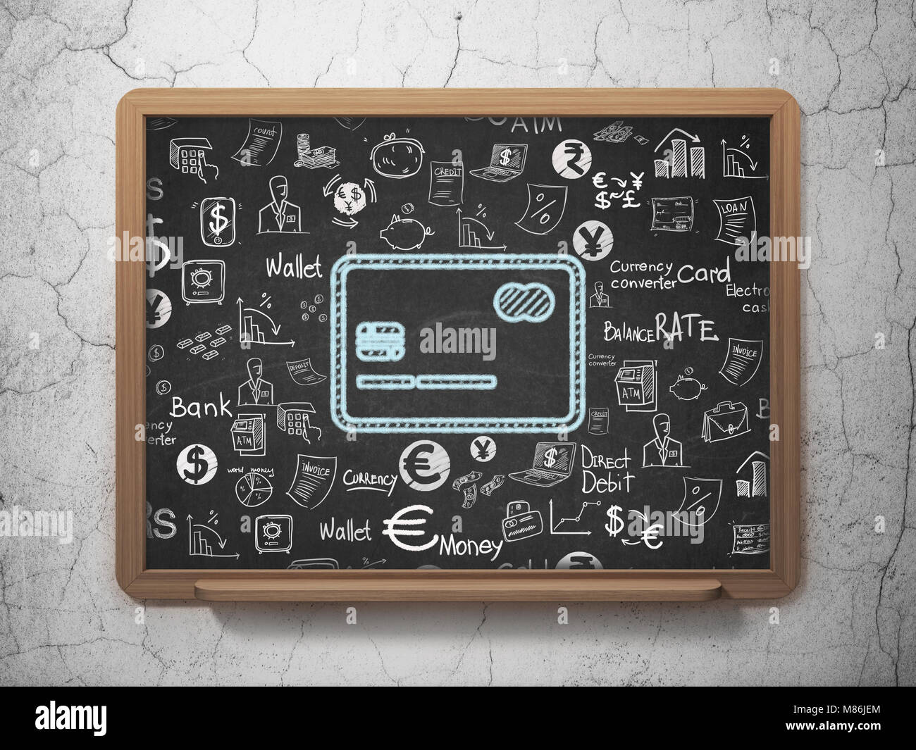 Currency concept: Credit Card on School board background Stock Photo ...