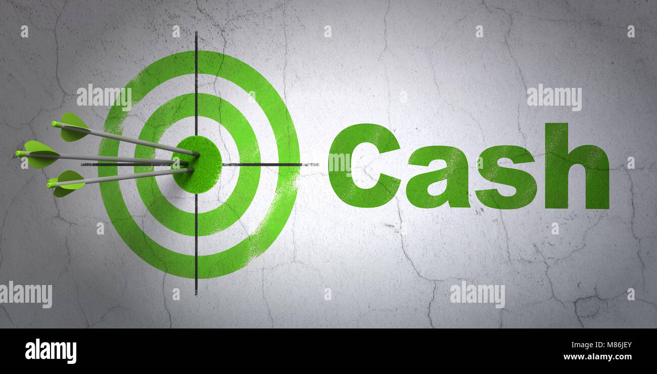 Currency concept: target and Cash on wall background Stock Photo - Alamy