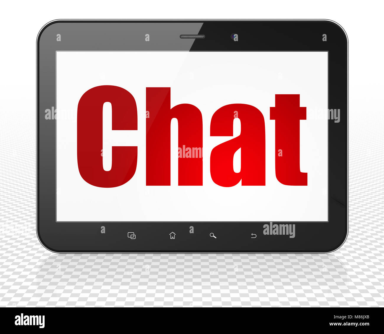 Web development concept: Tablet Pc Computer with Chat on display Stock ...