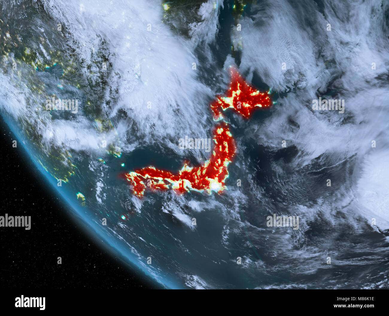 Satellite image japan night satellite hi-res stock photography and ...
