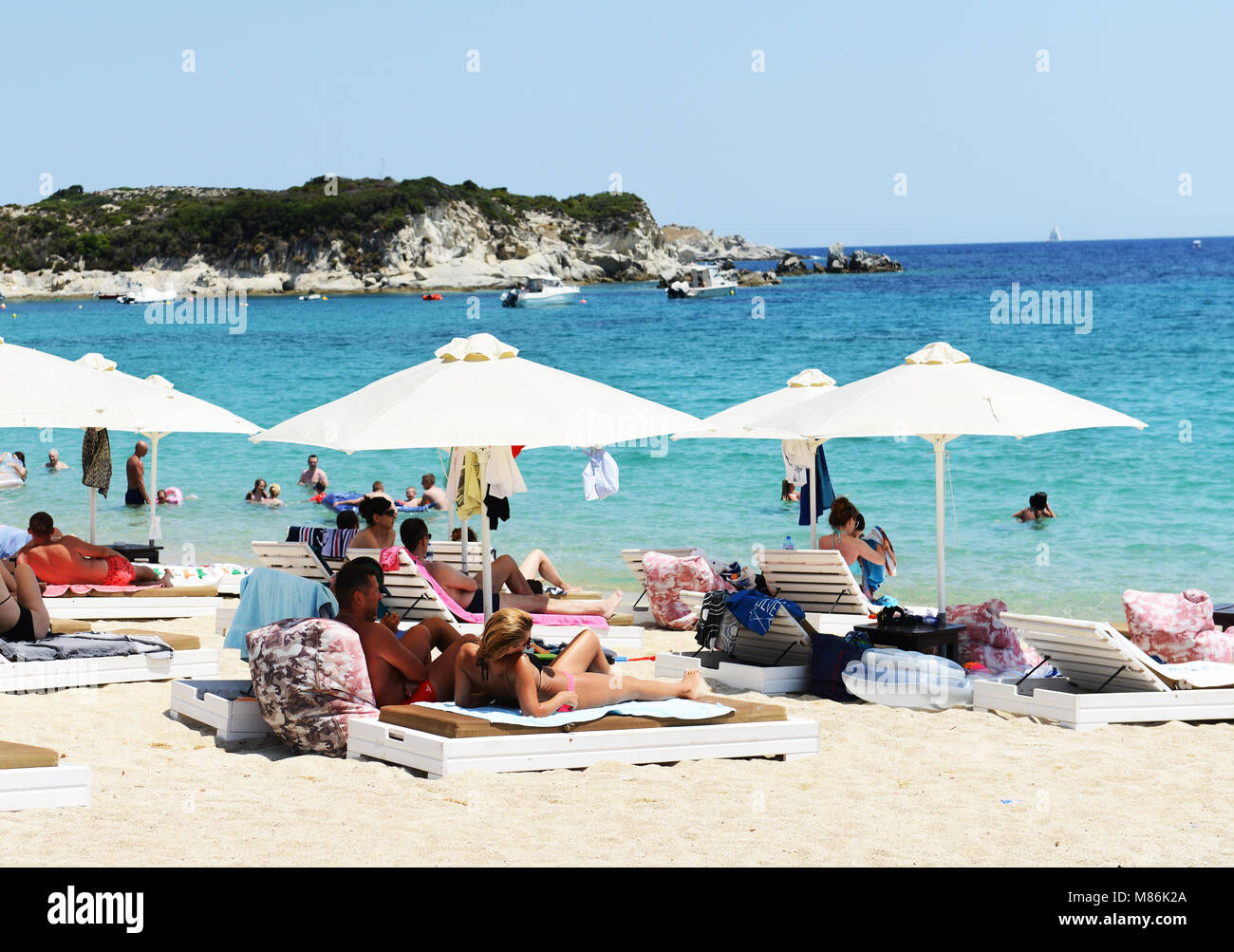 The tranquil blue ocean at Kalamitsi beach in Sithonia Stock Photo - Alamy