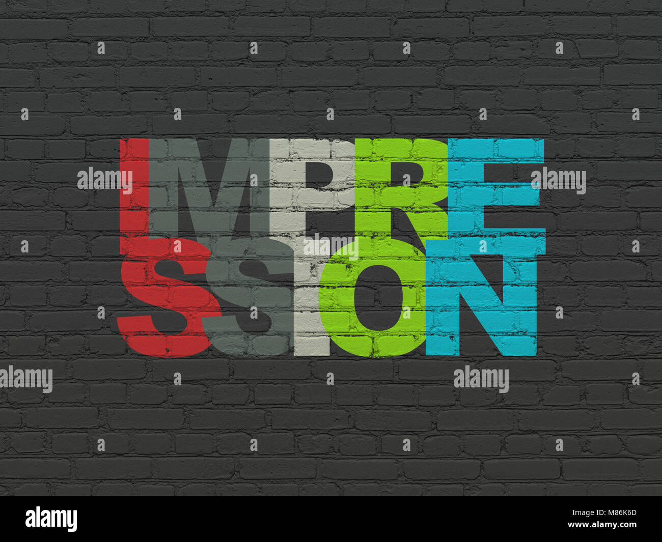 Advertising concept: Impression on wall background Stock Photo - Alamy