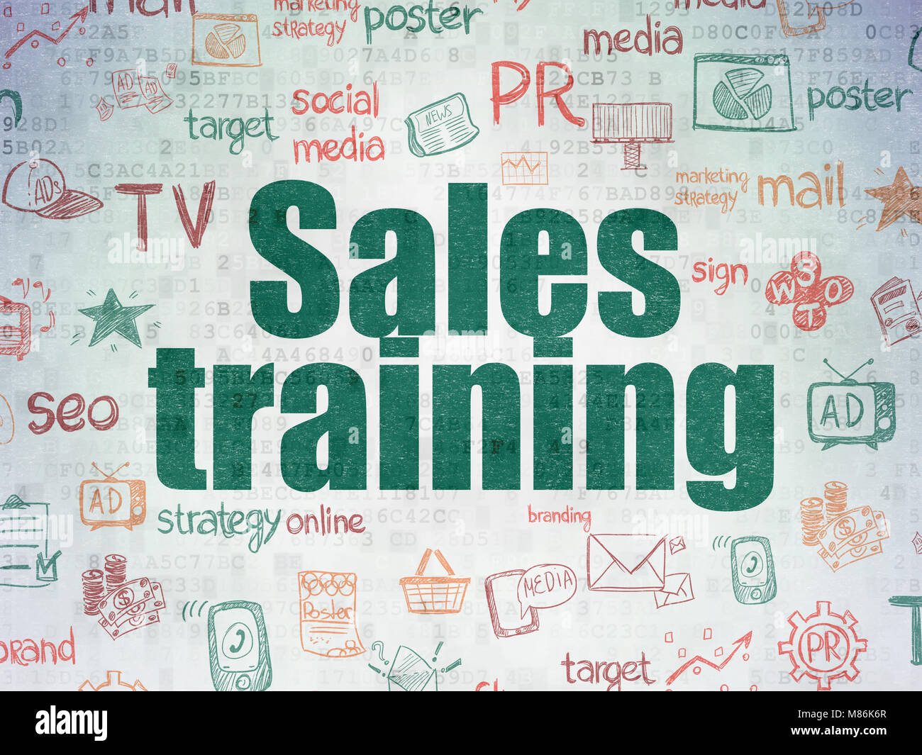 Advertising concept: Sales Training on Digital Data Paper background ...